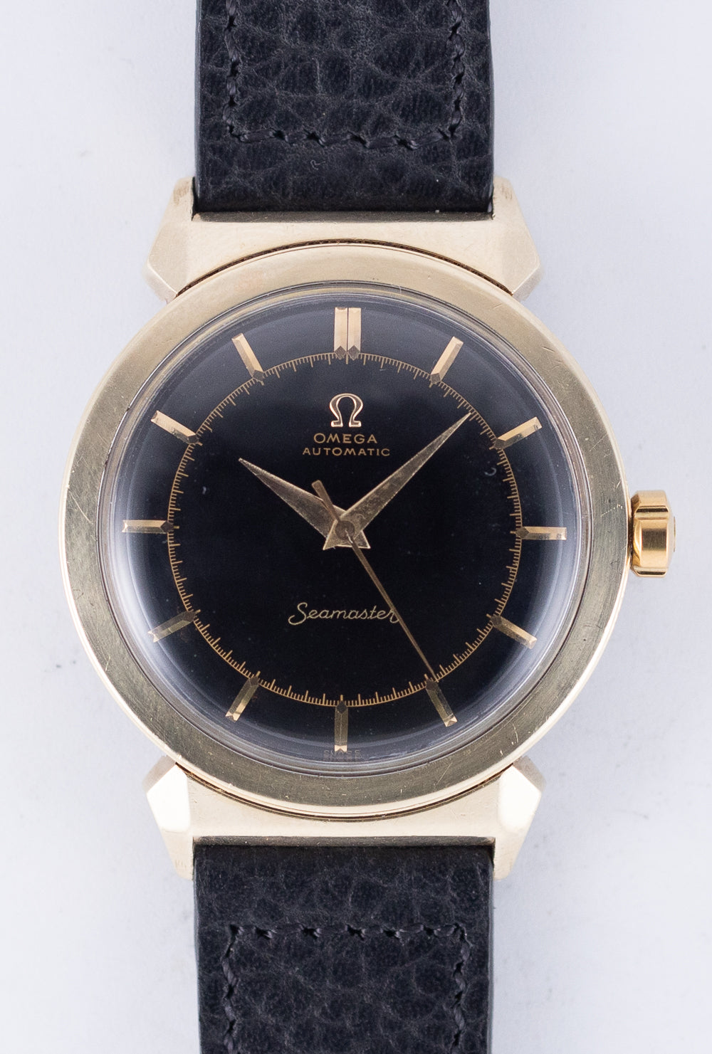 OMEGA Seamaster Ref.14350-2SC Hooded Lugs Black Gilt Dial Bumper ...